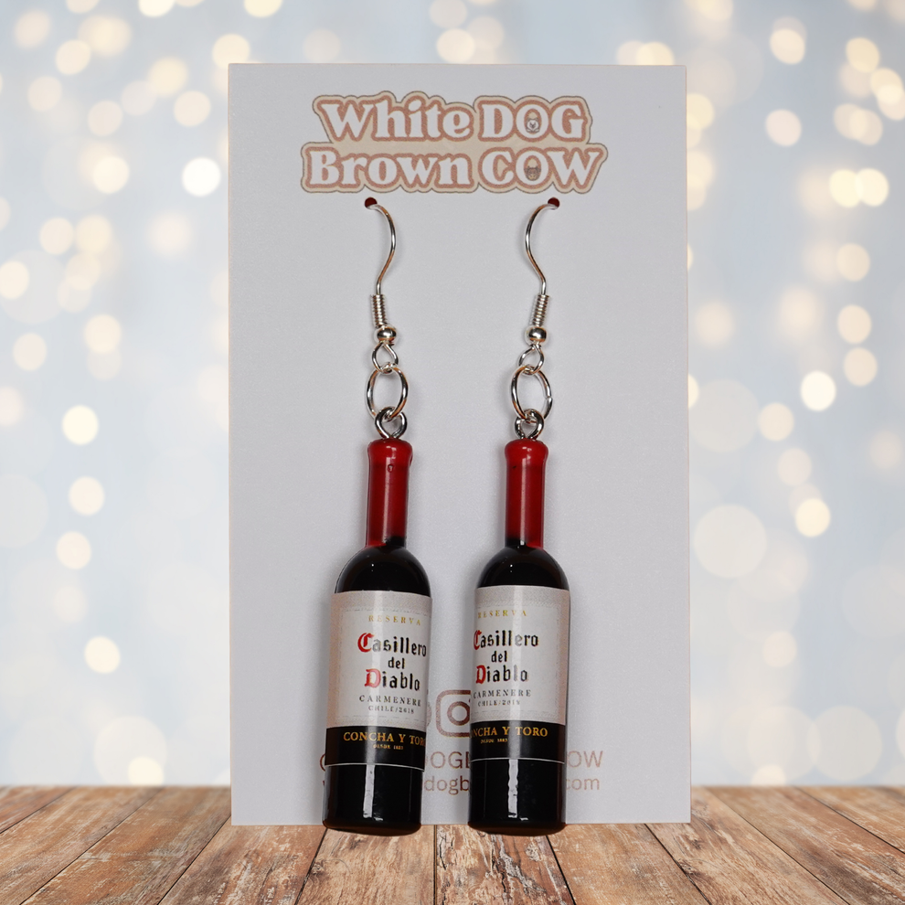 "Red Wine" Hook Dangle Earrings – White Dog Brown Cow